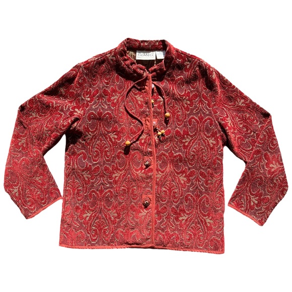 Vintage | Jackets & Coats | Vintage 9s Flashback Red Tapestry Jacket ...
